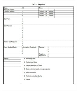 Sales Call Report Template