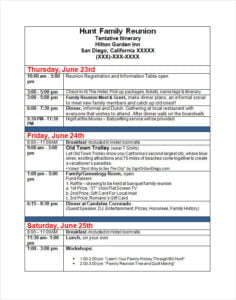 Family Reunion Agenda Template