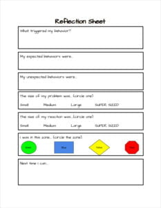 Behavior Reflection Sheet Template