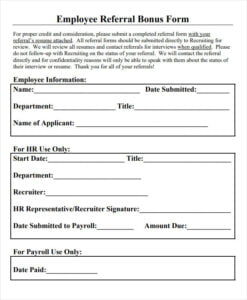 Printable Employee Referral Form