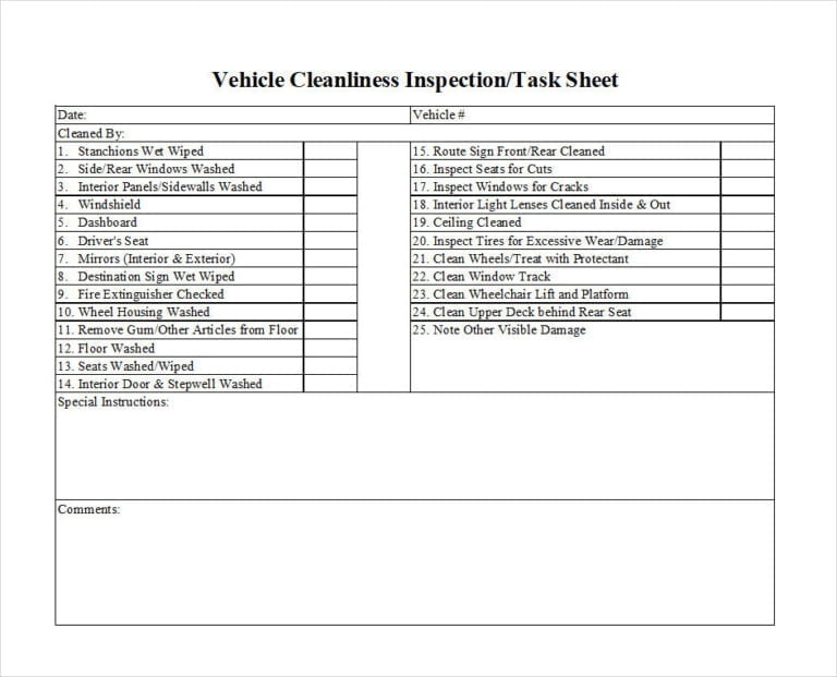 Printable Auto Detailing Checklist Template