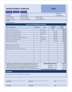 Printable Auto Repair Estimate Template