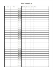 Printable Blood Pressure Log Template