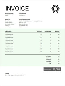Printable HVAC Invoice Template