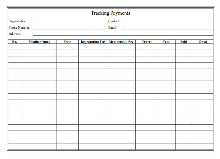 Membership Monthly Fee Payment Template