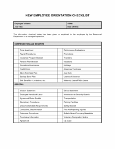 New Employee Orientation Checklist Template
