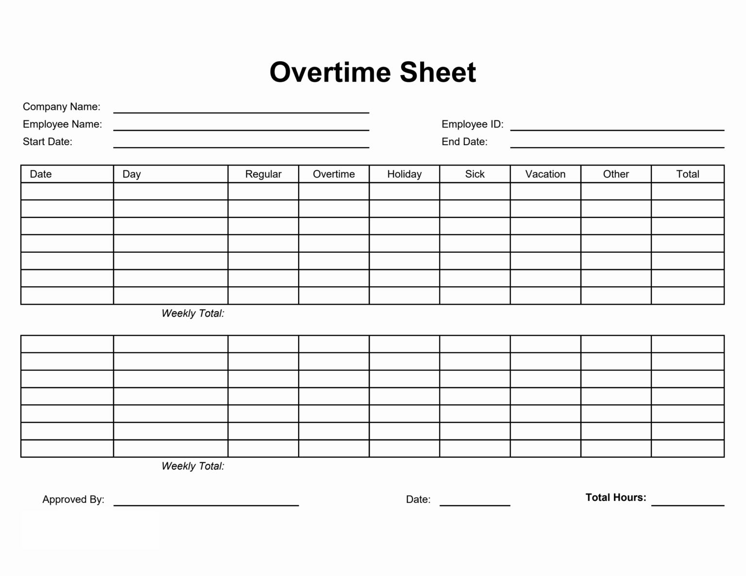 Overtime Hours Tracker Template (Excel)