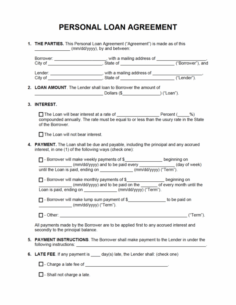 Personal Debt Agreement Template (Word)