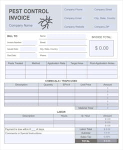 Printable Pest Control Invoice Template