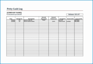 Petty Cash Log Template (Excel)