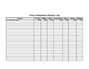 Price Comparison Sheet Template (Excel)