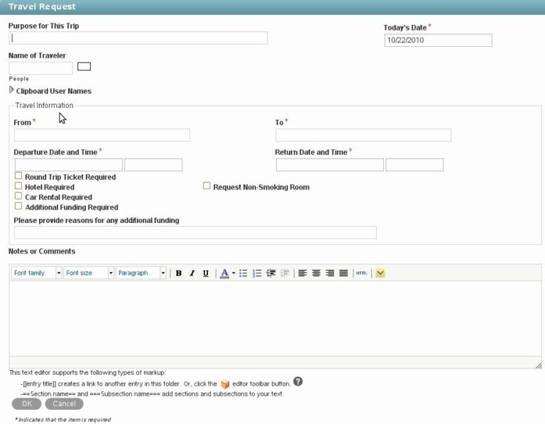 Printable Travel Advance Request Form