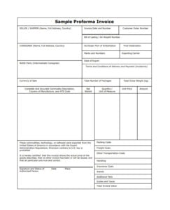 Printable Proforma Invoice Template