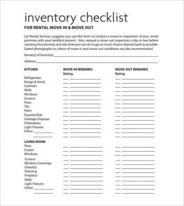 Rental Inventory Checklist Template