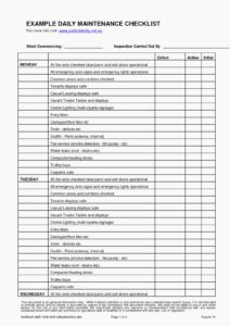 Washing Machine Maintenance Log Template