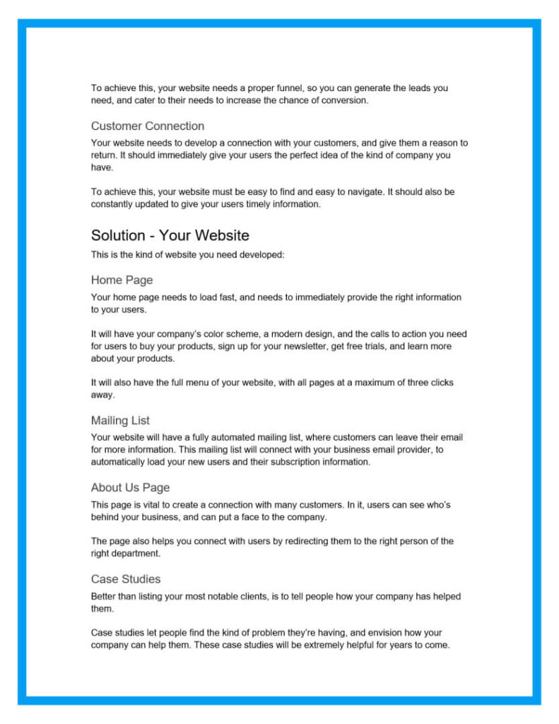 Free Printable Website Proposal Template