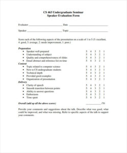 Printable Speaker Evaluation Form