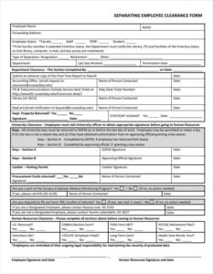 Printable Employee Separation Form