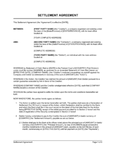 Settlement Agreement Template (Word)