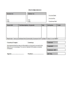 Printable Proforma Invoice Template