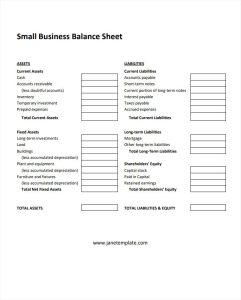 Printable Small Business Balance Sheet Template