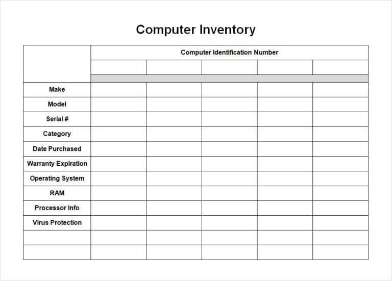 Printable Computer Inventory Template