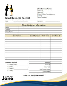 Printable Small Business Receipt Template