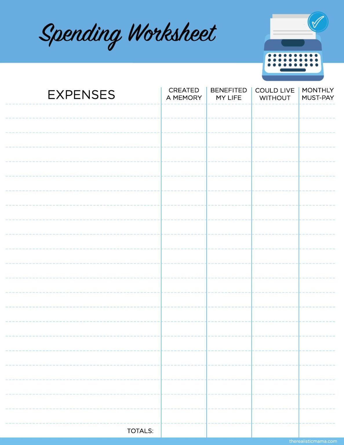 Spending And Saving Worksheet Template