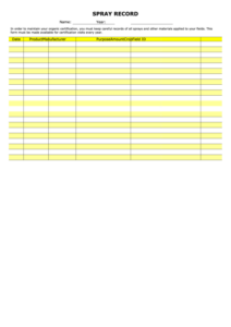 Spray Record Sheet Template (Excel)