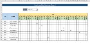 Staff Leave Register Template (Excel)