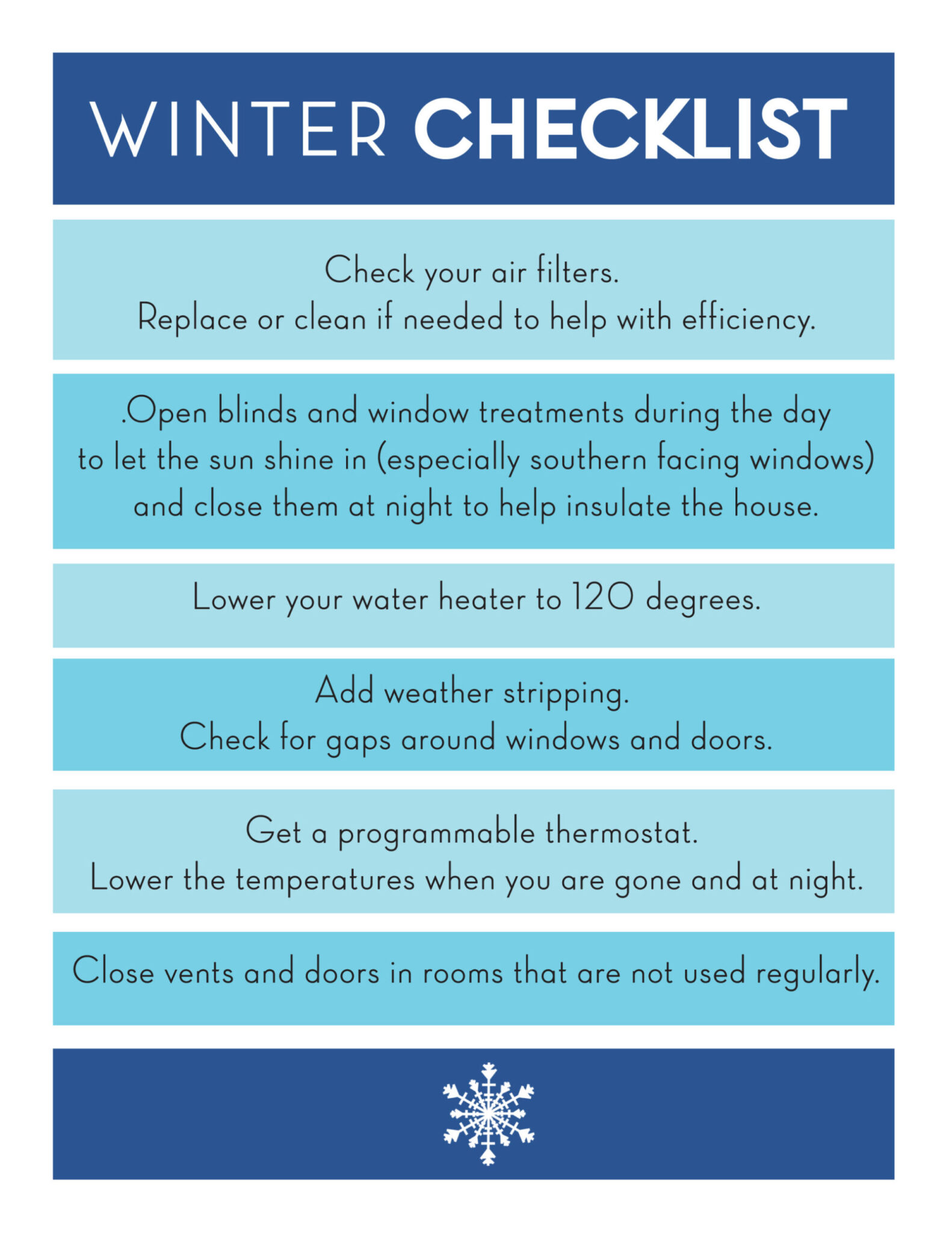 Start of The Winter Family Checklist Template