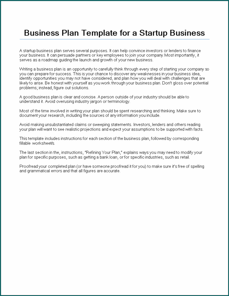 Startup Business Plan Template (Word)