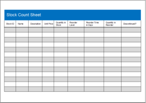 Printable Stock Count Sheet Template