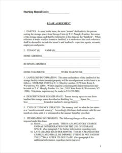 Storage Unit Lease Agreement Template