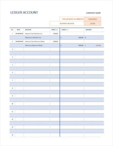 Printable General Ledger Template
