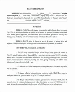 Talent Management Agreement Template
