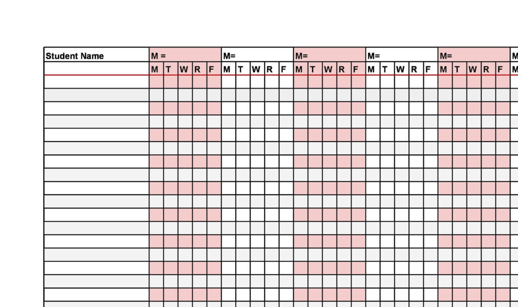 Teacher Attendance Sheet Template (Word)