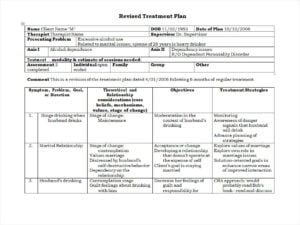 Printable Treatment Plan Template