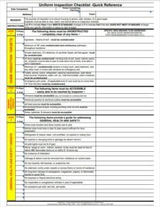 Printable Uniform Checklist Template