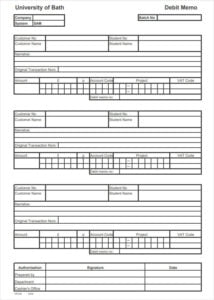 Printable Debit Note Template