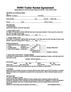 Trailer Rental Agreement Template