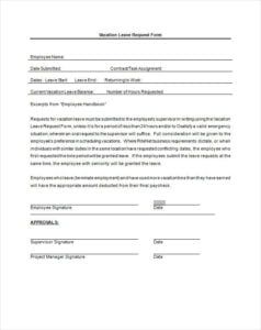 Printable Leave Application Form