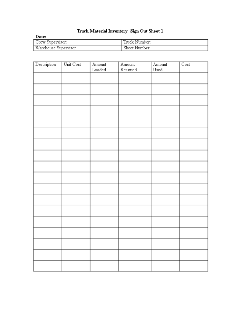 Vehicle Sign-out Sheet Template (Excel)