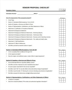 Printable Proposal Checklist Template
