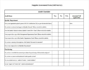 Printable Vendor Audit Checklist Template