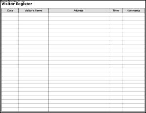 Visitor Register Book Template (Excel)