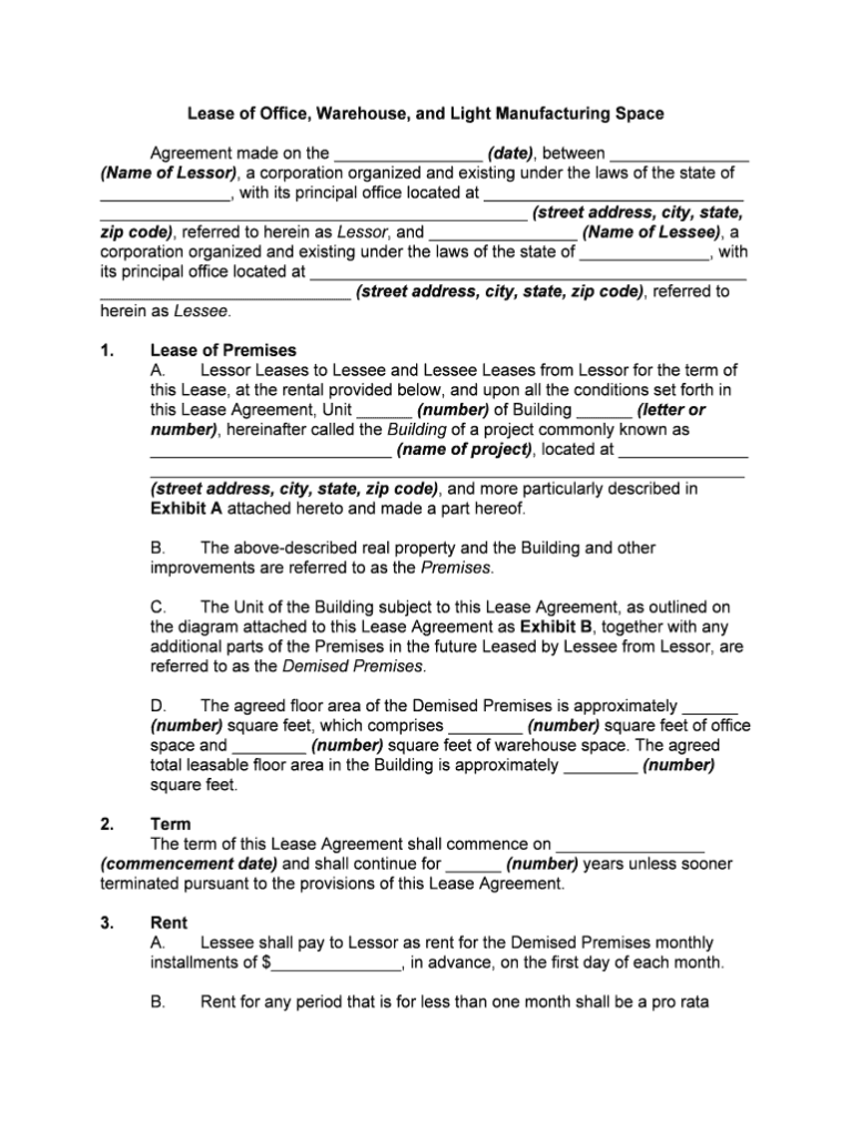 Warehouse Lease Agreement Template