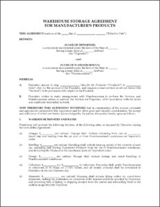 Warehouse Lease Agreement Template