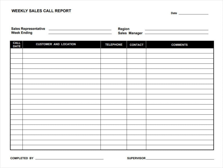 Sales Call Report Template