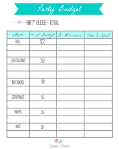 Welcome Party Budget Worksheet Template